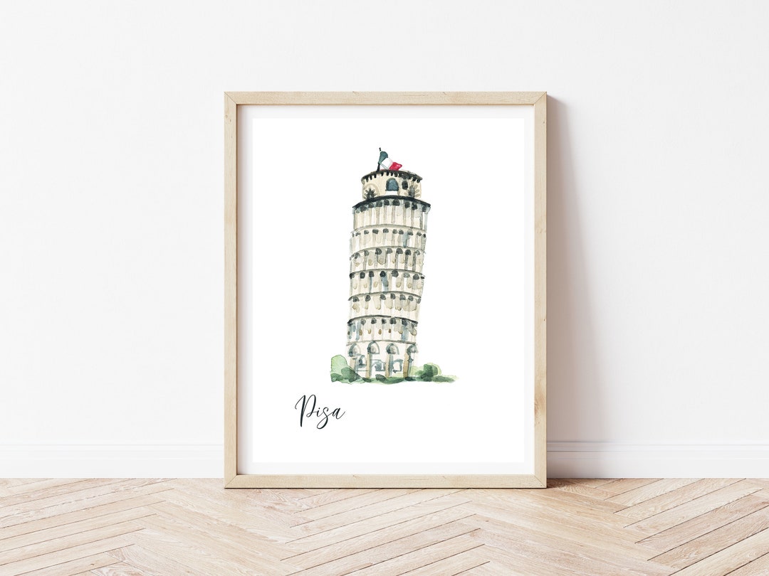 Pisa Art Print, Leaning Tower of Pisa, Pisa Tuscany Travel Art, Italy ...