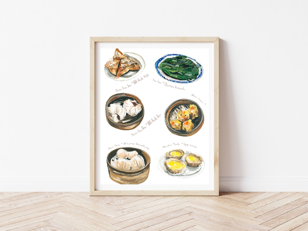 Dim Sum Art Print, Dim Sum Poster, Hong Kong Wall Decor, Chinese Food ...