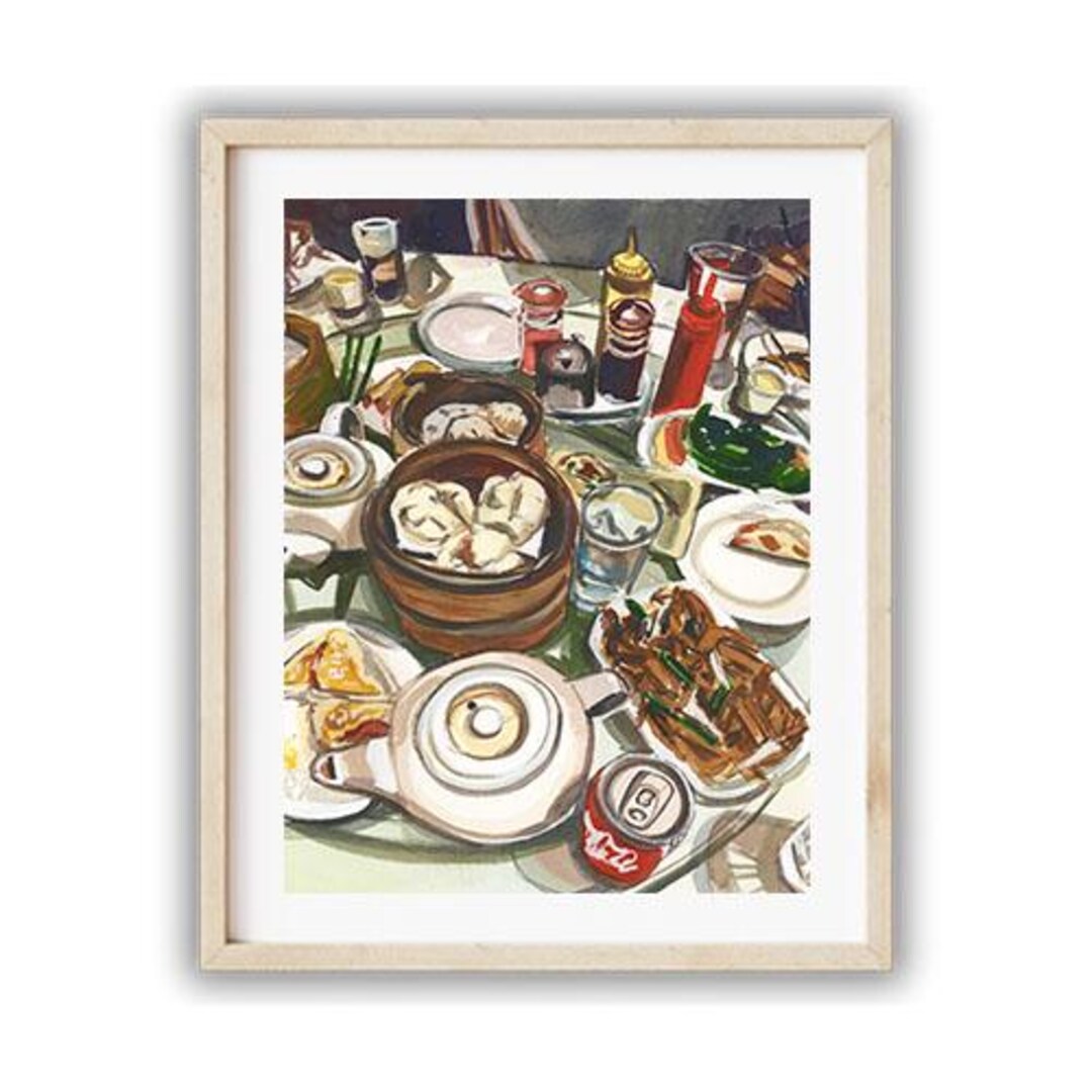 Dim Sum Art Print – Watercolor Chinese Food Illustration | Kitchen Wall ...