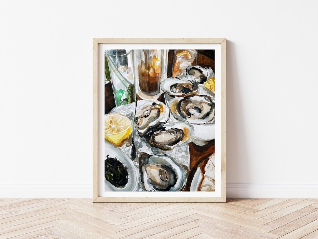 Oyster Painting - Shell Print, Oyster Art, Oyster Shell Print, Pepper ...