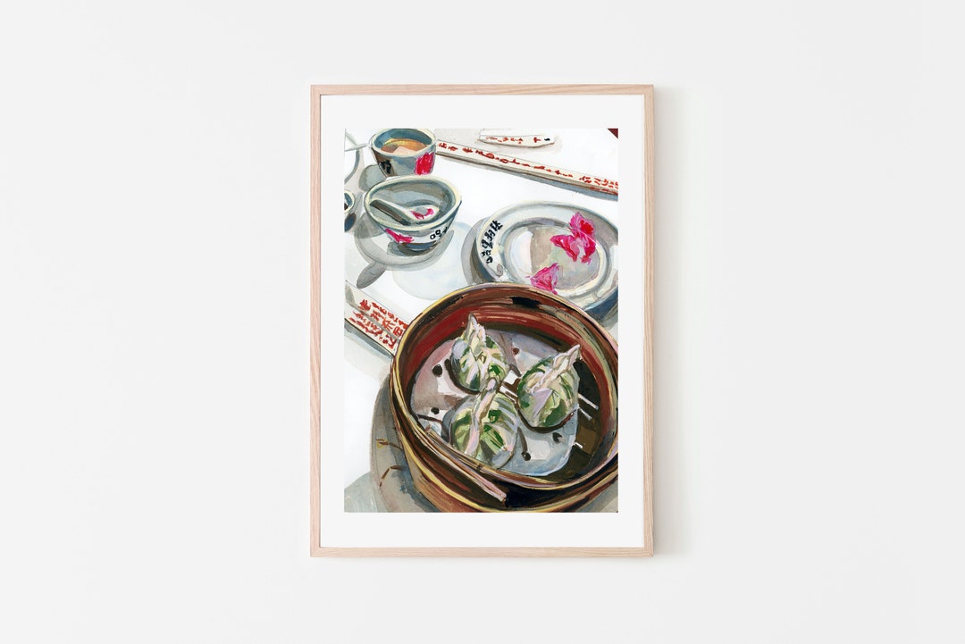 Dim Sum Print - Dumpling Poster, Kitchen Art, Hong Kong Food, Food Art ...