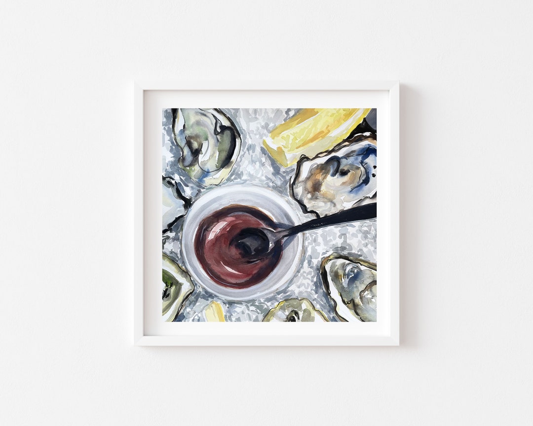 Oyster Painting - Shell Print, Oyster Art, Oyster Shell Print, Pepper ...