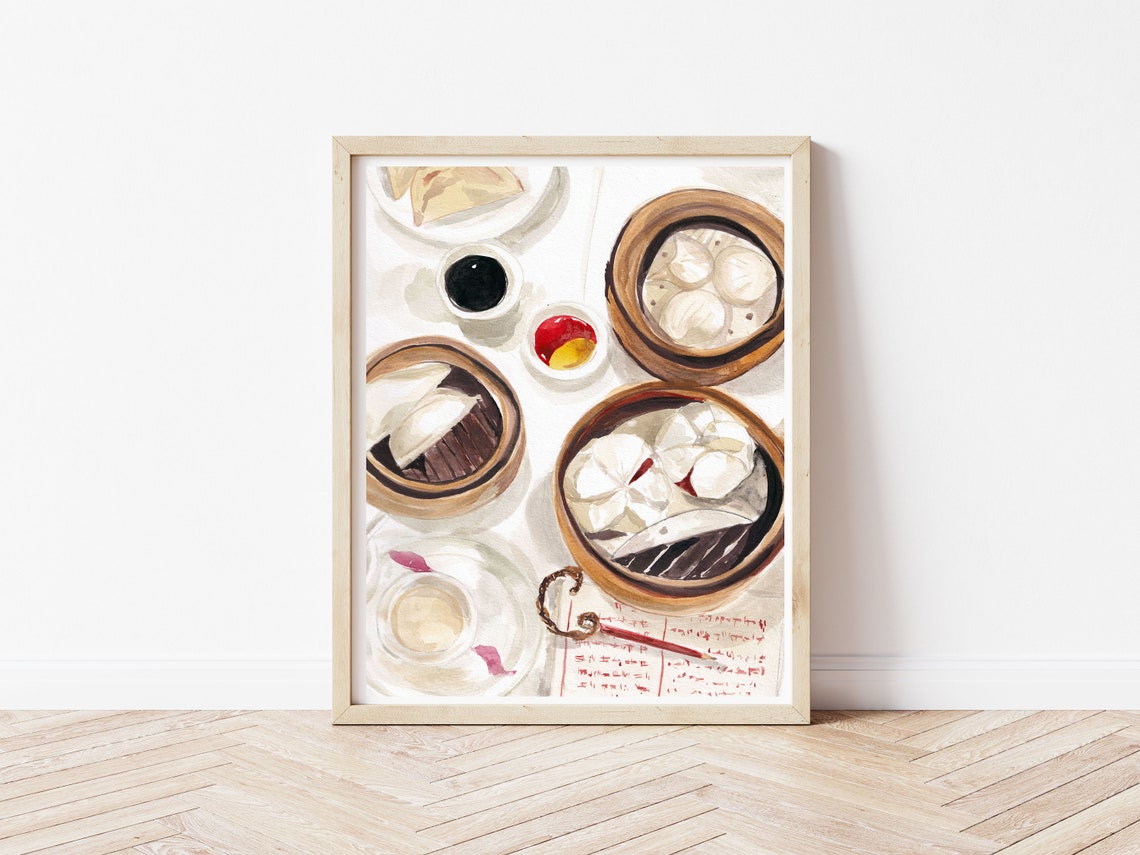 Dim Sum Art Print - Dim Sum Poster, Hong Kong Food, Asian Food, Kitchen ...