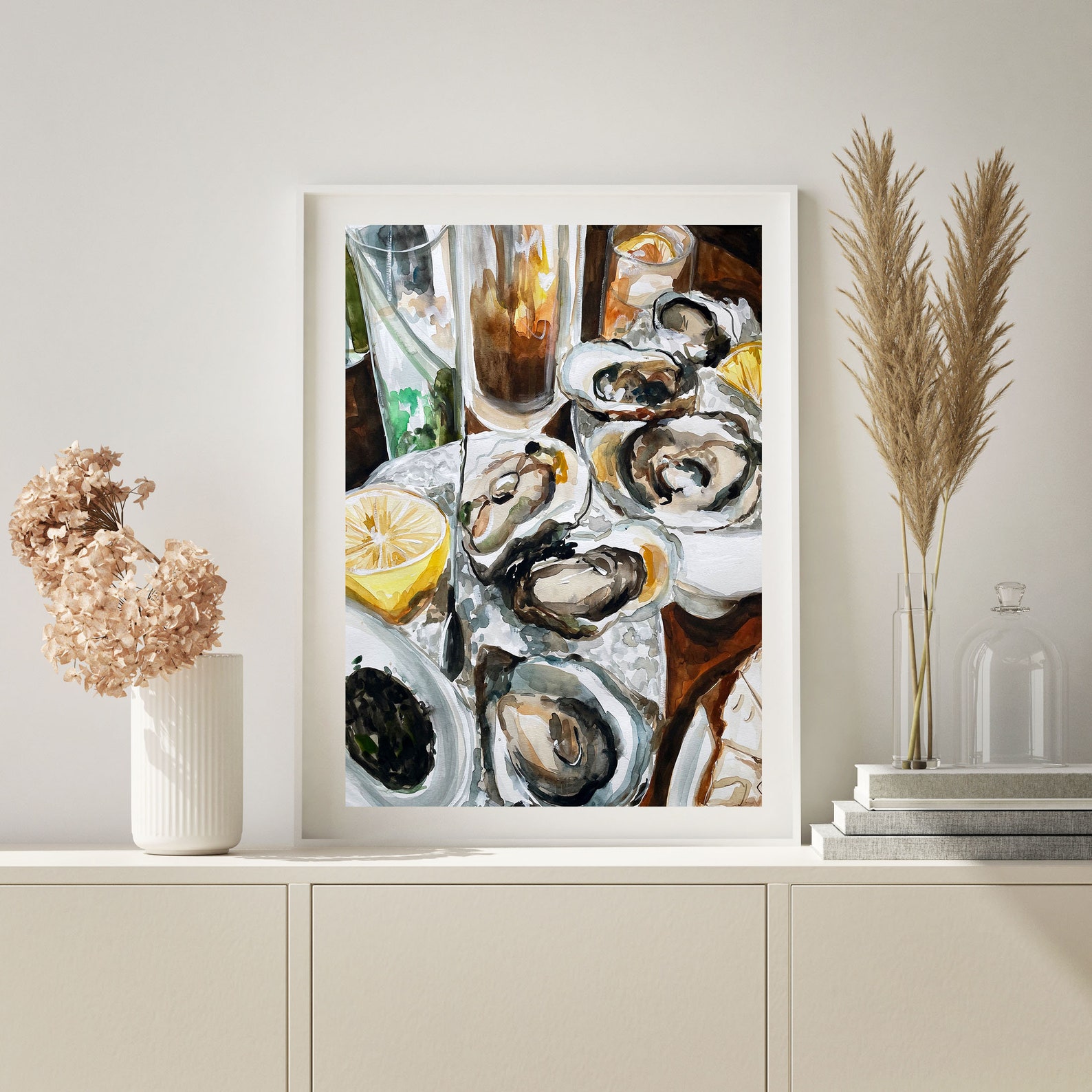 Oyster Painting - Shell Print, Oyster Art, Oyster Shell Print, Pepper ...