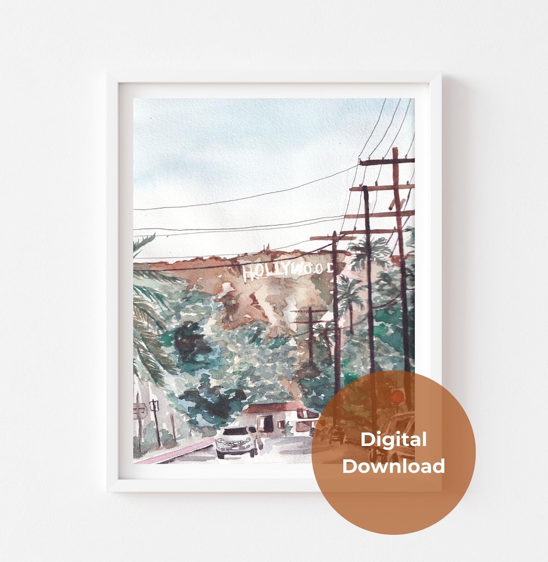 DIGITAL DOWNLOAD - Hollywood Sign Poster - Los Angeles Wall Art ...