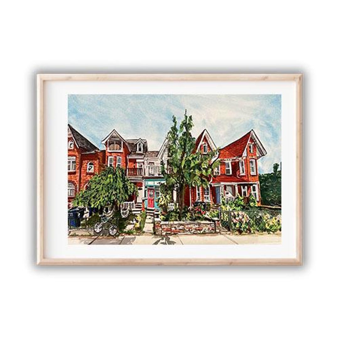 Toronto Brownstone Art Print – Watercolor City Architecture ...