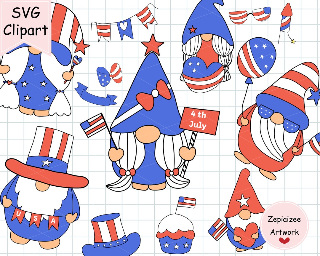 Independence Day Gnome SVG, 4th of July Gnome Clipart, Gnomes Svg,4th ...