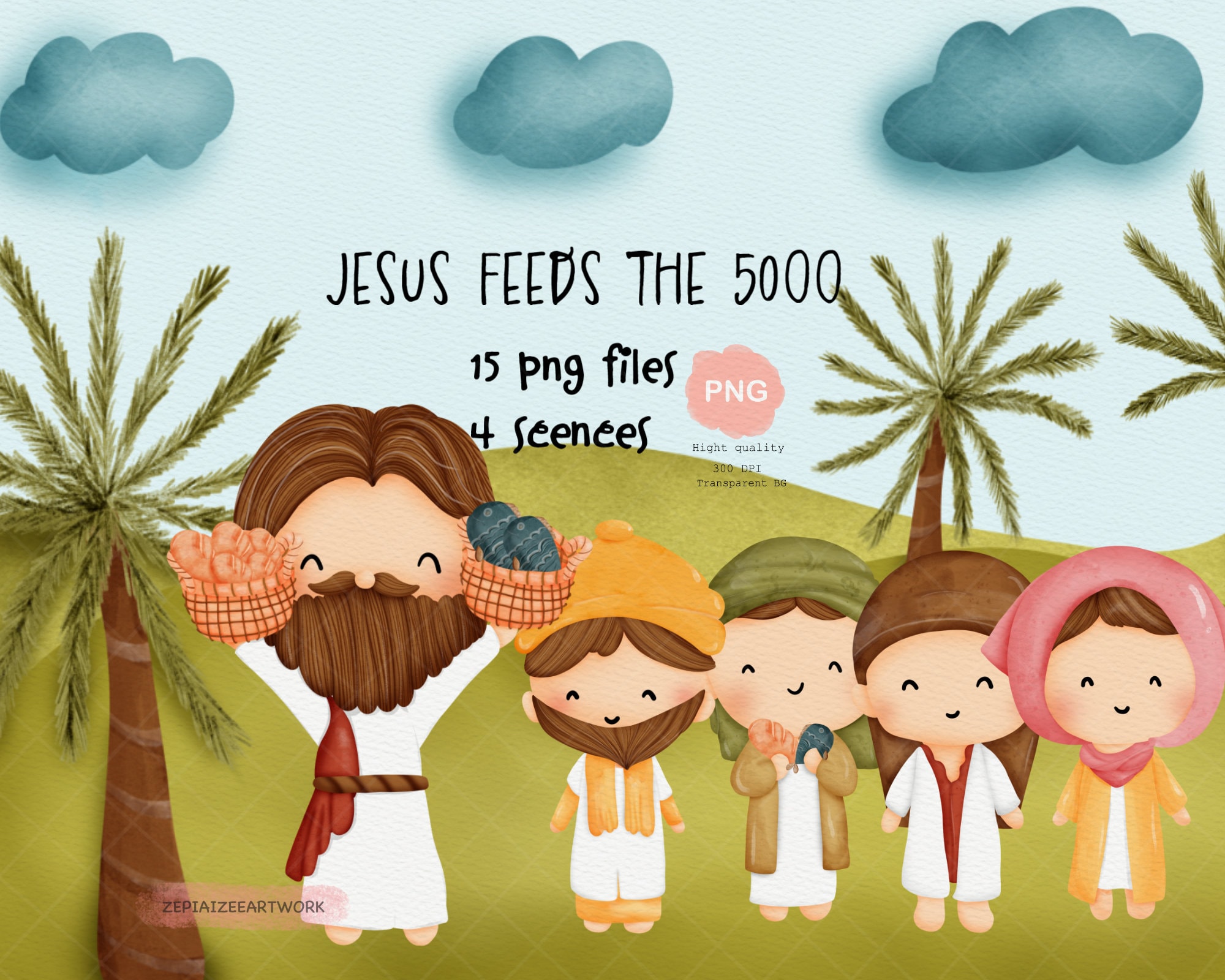 Jesus Feeds the 5000 Clipart,bible Story,bible for Kids,element ...