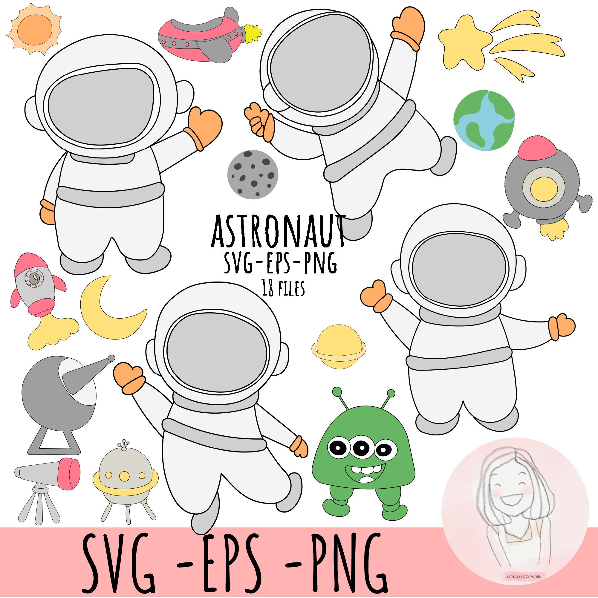 Astronaut SVG | Space Aero Craft Design | Digital Download | Planet ...
