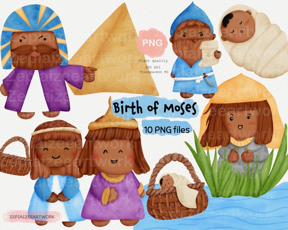 Birth of Mosesbible Story Clipart Baby Mosesbible for Kid - Etsy