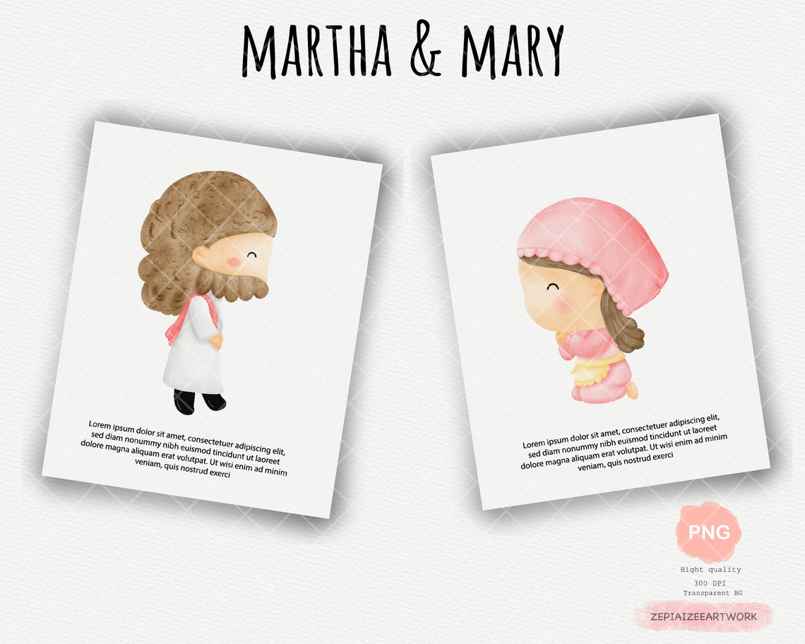 Martha and Mary Form Bible Story Clipart.jesus and Deciple Elements for ...