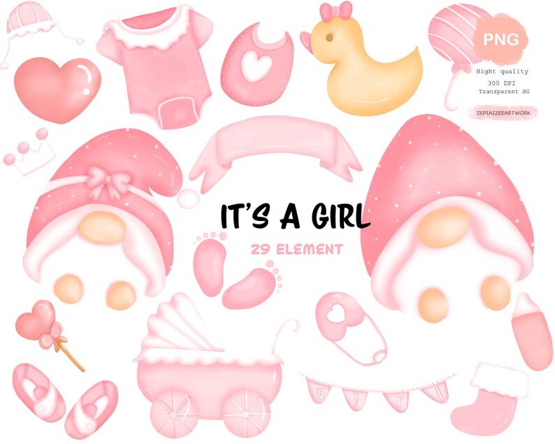 Baby Shower Clipart,baby Girl Png,gnome Baby Clipart,gnome Baby Shower ...