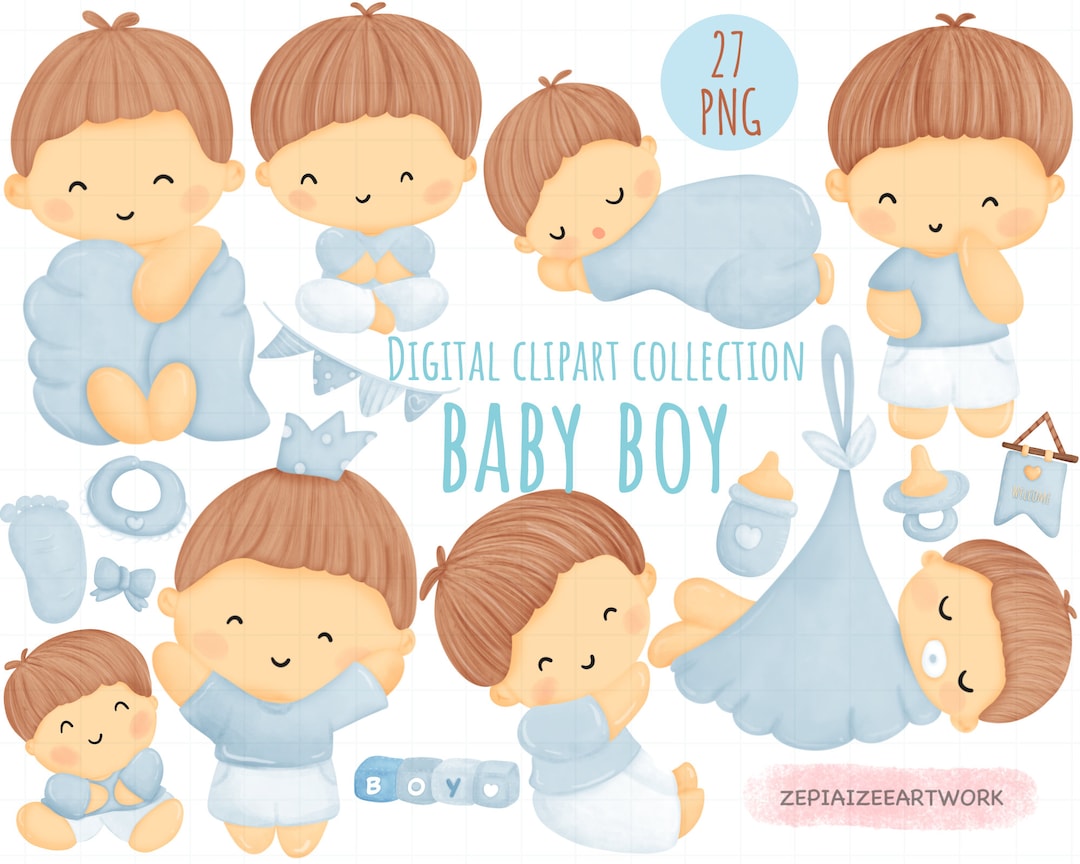 Baby Shower Boy Clipart.adorable Baby Shower Boy Clipart Bundle for ...