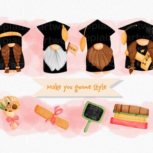Graduation Day Gnome Watercolor Clipart,gnome Gown,teddy Bear ...