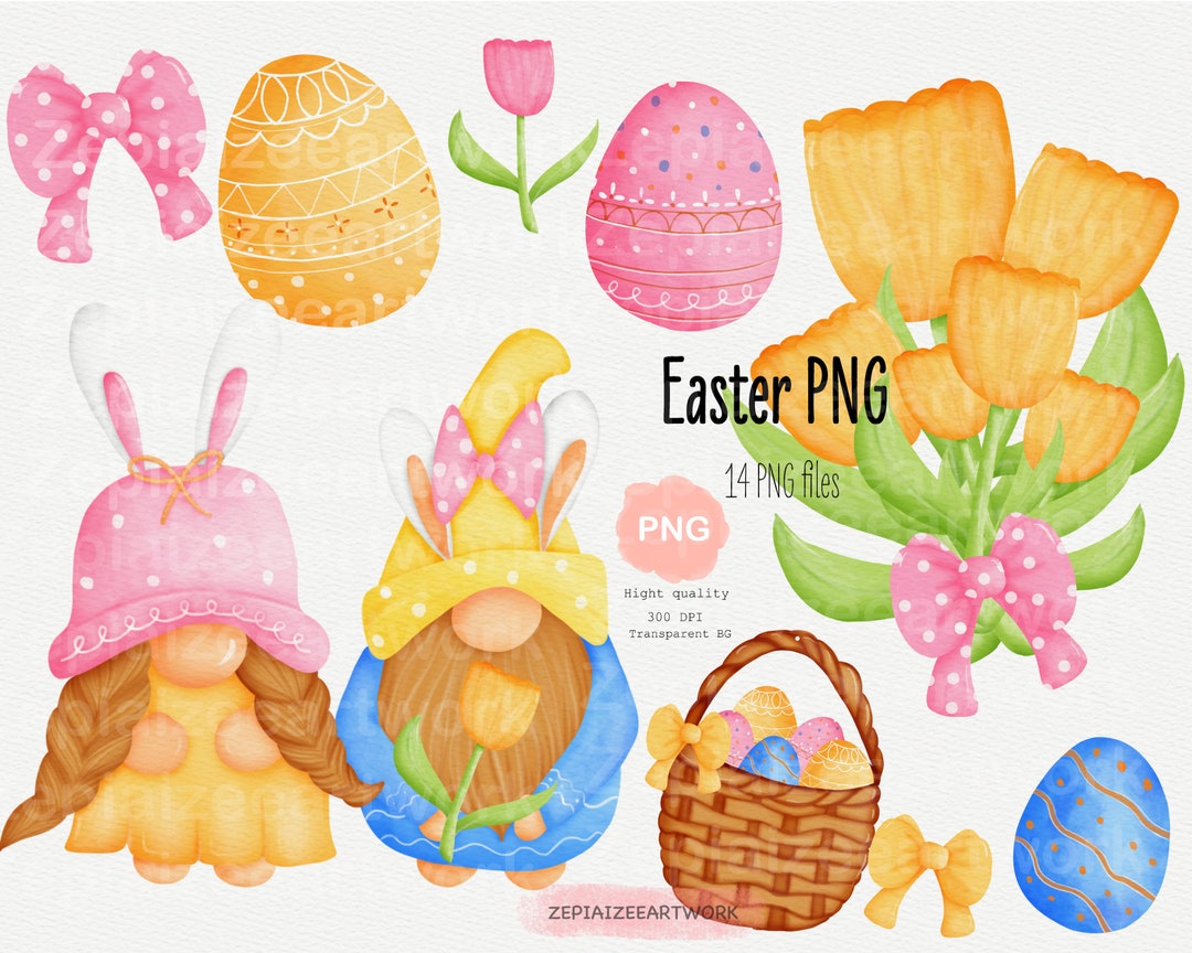 Easter Gnome Watercolor Clipart,bunny Gnome,easter Day Elements - Etsy