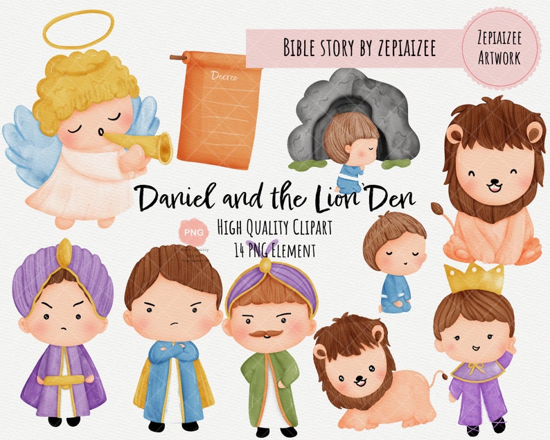 Daniel and the Lion Den Clipart.bible Story for Kid.christian Clipart ...