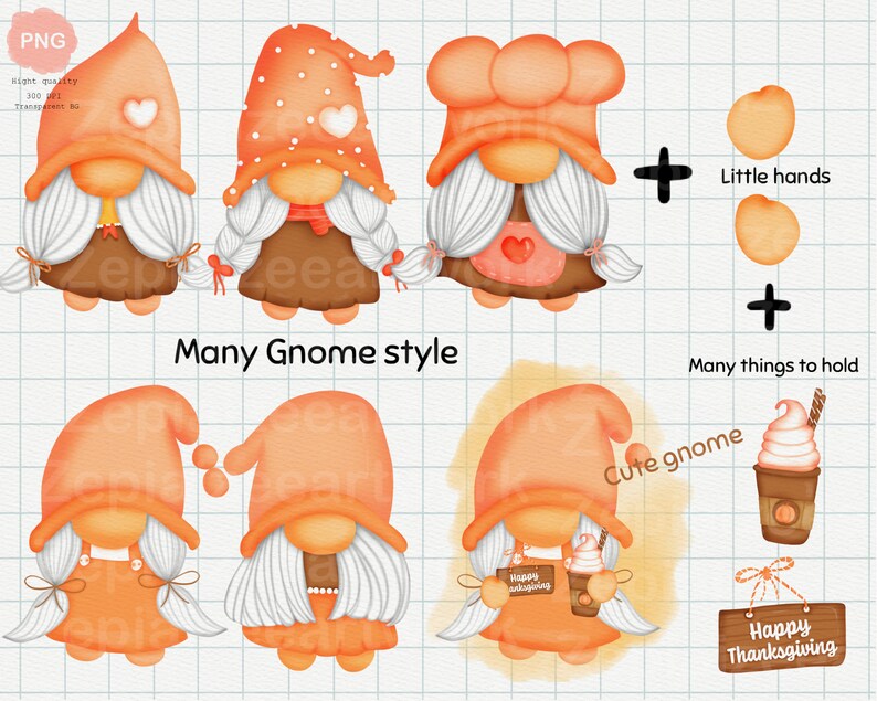 Watercolor Thanksgiving Gnome Bundle,gnome Thanksgiving Png,gnome ...