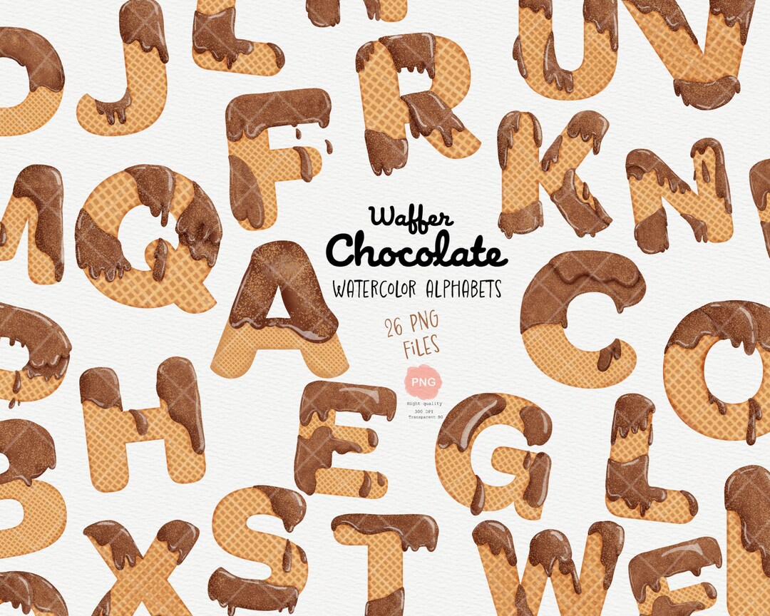 Chocolate Melting Waffer Alphabet Clipart Font.dessert Lettering ...