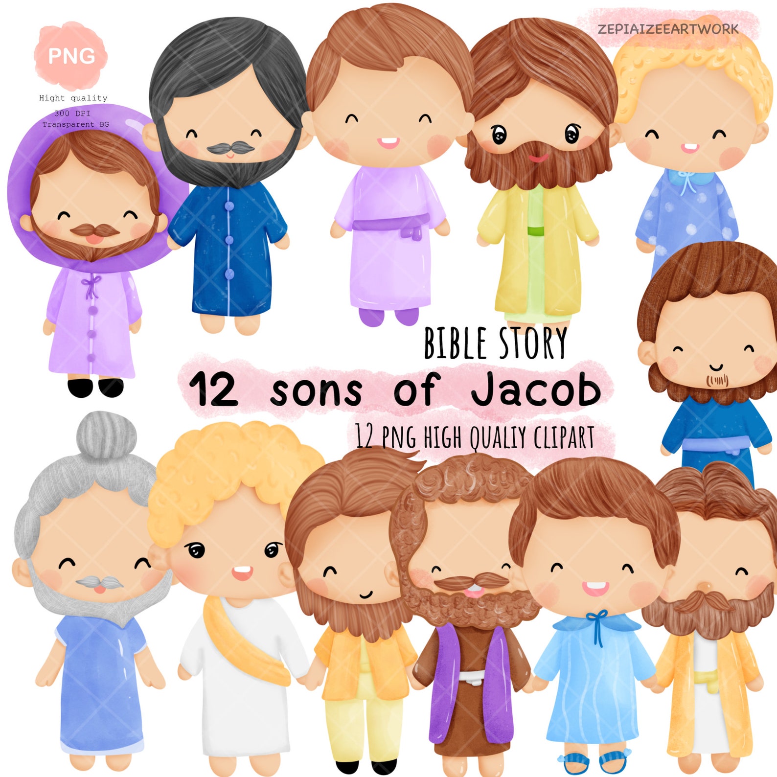 12 Sons of Jacob Clip Art - Jacob Sons - Bible Based - Bible Characters ...