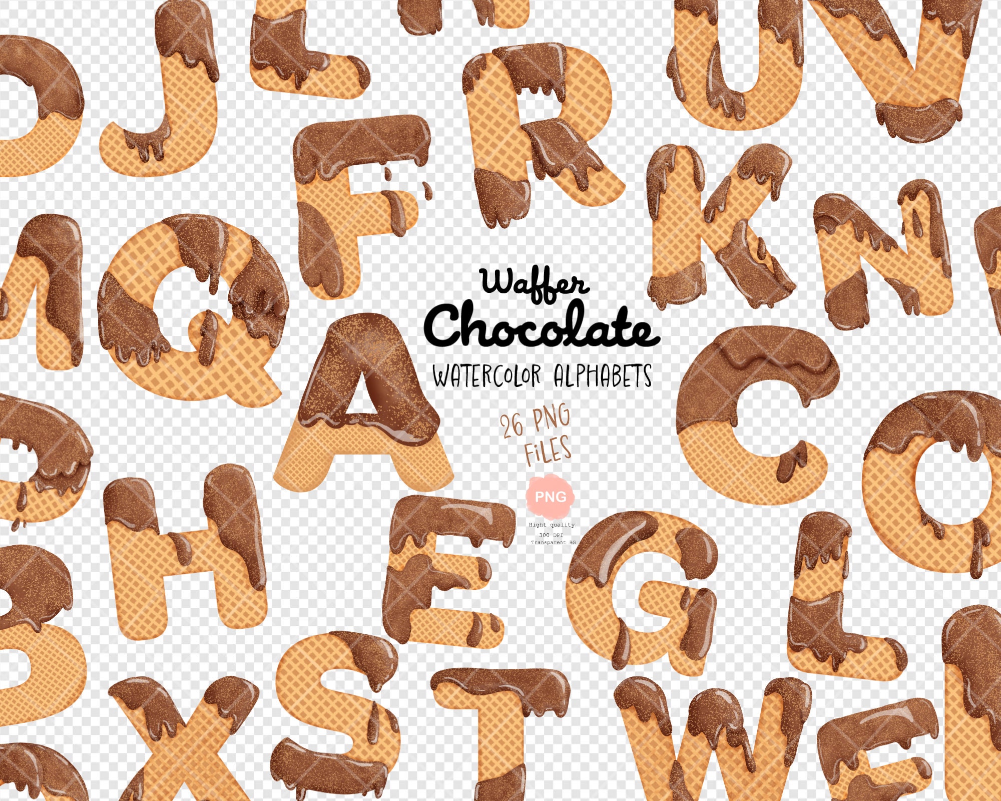 Chocolate Melting Waffer Alphabet Clipart Font.dessert Lettering ...
