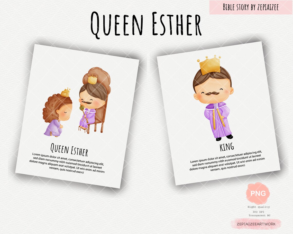 Queen Esther in Bible Story Watercolor Clipart.jew Cartoon for Bible ...