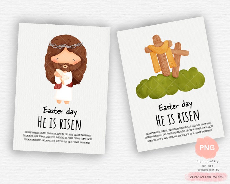 Easter Day Clipart With Jesus and Bible Story Elements.animal and Egg ...