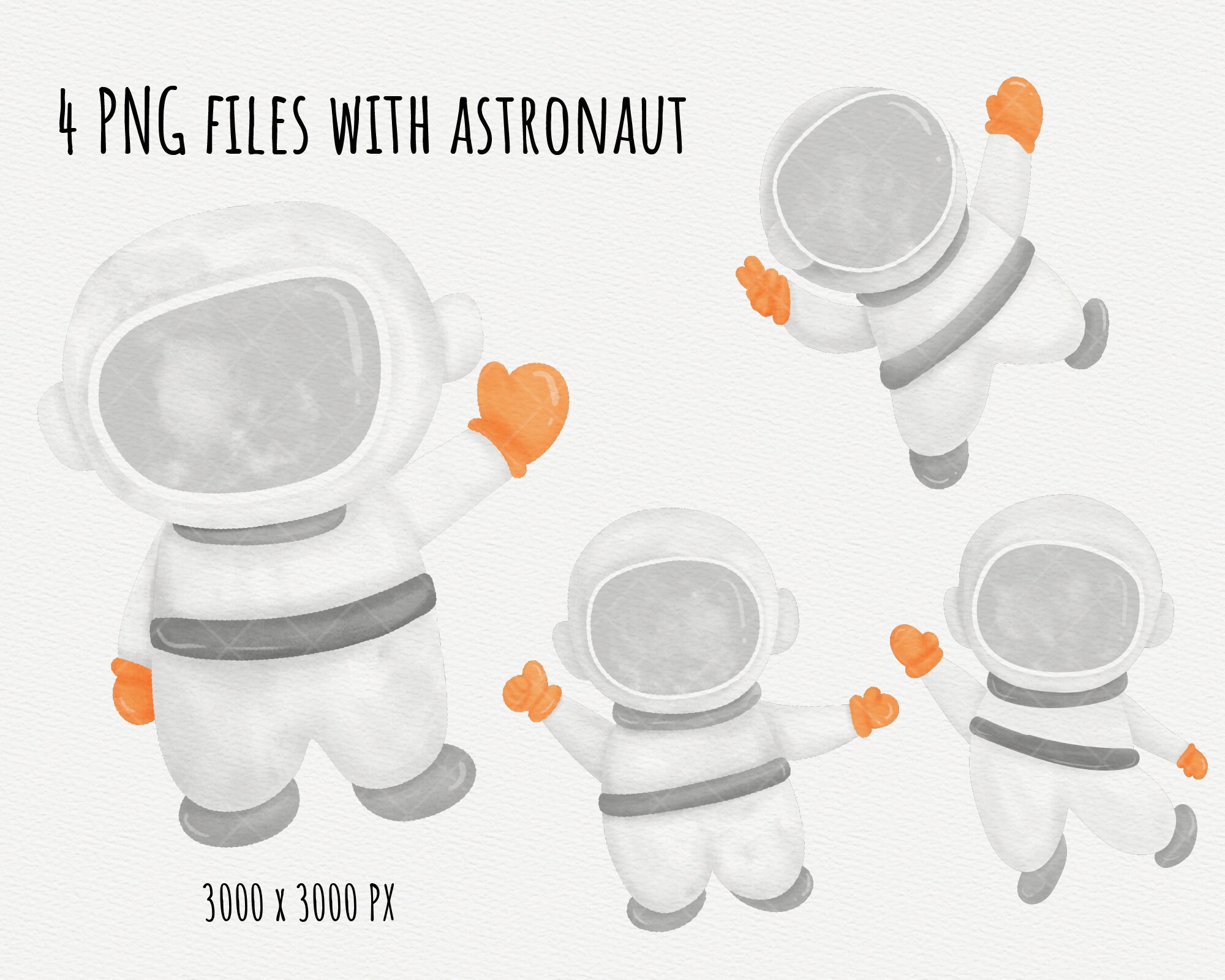 Astronaut and Space Watercolor Clipart, Space Digital Print, Instant ...