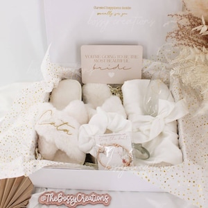 Fluffy Slippers Bride Gift Box Set With Robe Satin Bridal Engagement ...
