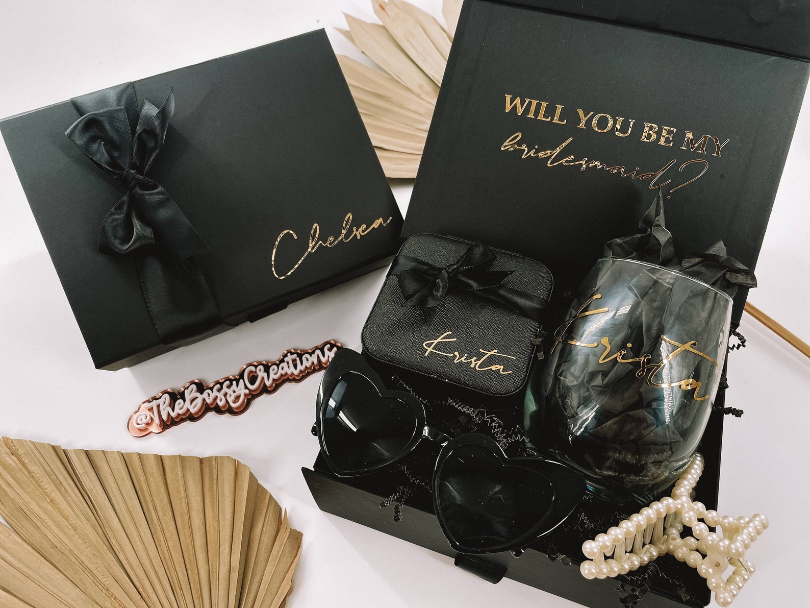 Black Bridesmaid Proposal Gift Box Personalized Boho Wedding - Etsy