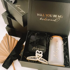 Black Bridesmaid Proposal Gift Box Personalized Boho Wedding - Etsy