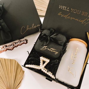 Black Bridesmaid Proposal Gift Box Personalized Boho Wedding - Etsy