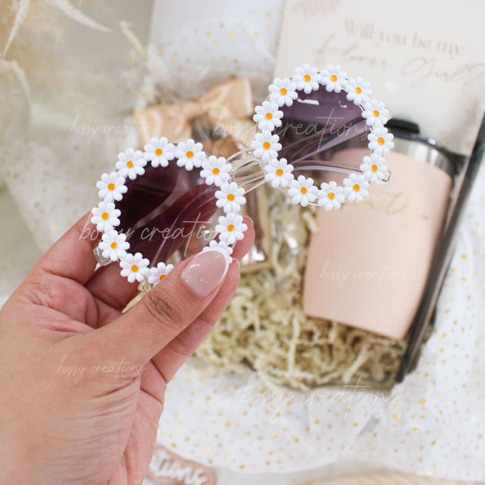 Boho Flower Girl Proposal Gift Box: Personalized Tumbler, Sunglasses ...