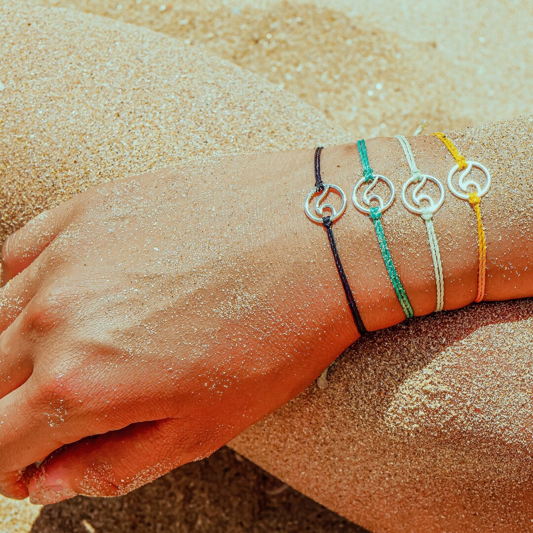 Silver Wave Bracelet, Ocean Bracelet, Summer Beach Stack, Minimalist ...