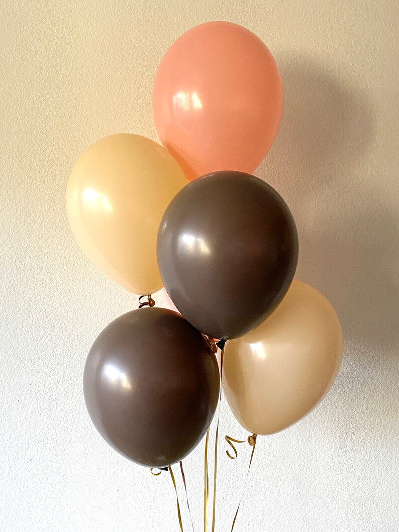 Earthy Boho Balloons With Blush Coral & Chocolate for Fall or ...