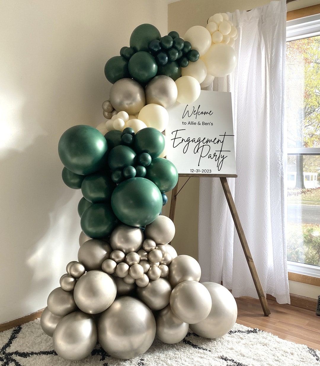 Shannon THICK Balloon Garland Kit With Forest Green Champagne & Lace ...