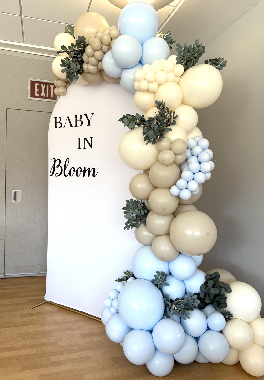 Baby in Bloom THICK Balloon Arch Kit | Powder Blue, Beige and Cream ...