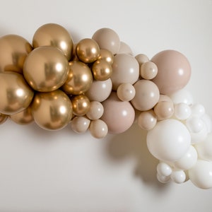 Champagne THICK Balloon Garland Kit With White Beige Chrome Gold ...