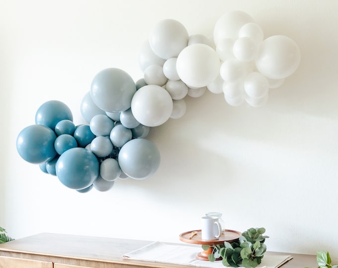 Dusty Blue and Grey Balloon Garland Kit | Pacific Balloon Garland | Boy ...