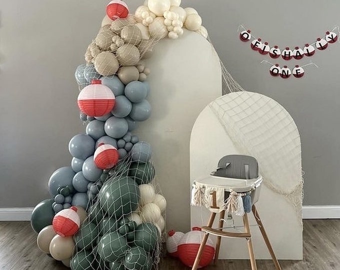 You're O-fish-ally One THICK Balloon Arch Kit With Sage, Dawn, Sand ...