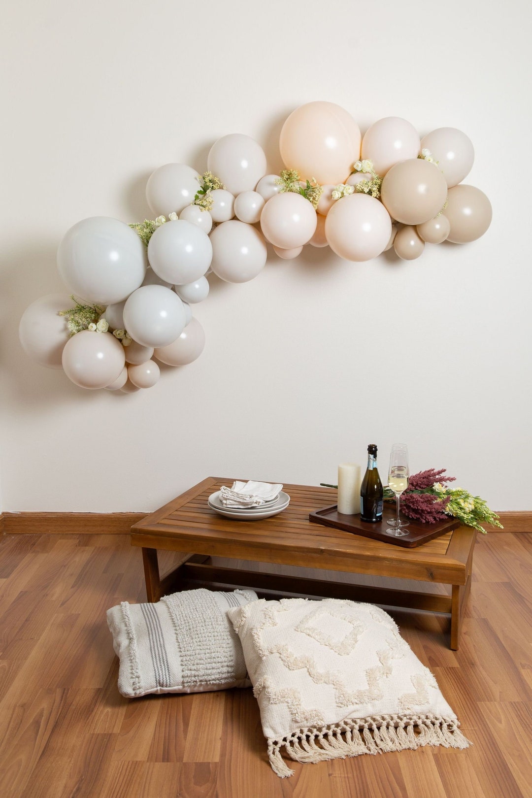 Cream Puff Balloon Garland Kit With Shades of Whites Nudes Creams ...