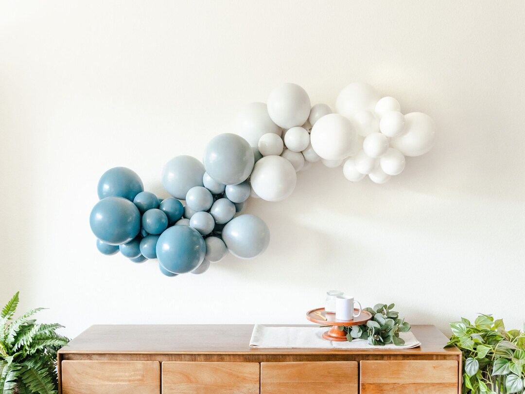 Pacific Balloon Garland Kit With Shades of Blue Slate Blue Dusty Sand ...