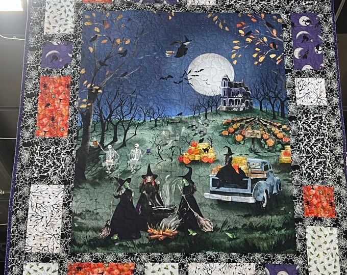 Halloween Panel Quilt Kit glow In-the-dark Web Borders - Etsy
