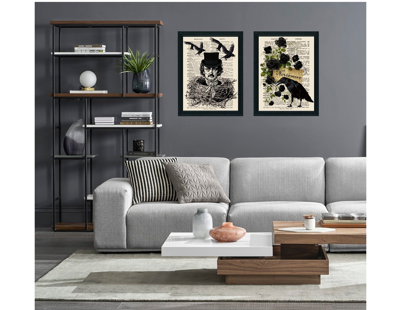 Edgar Allan Poe Dictionary Art Prints, Set of 5 Edgar Allan Poe Vintage ...