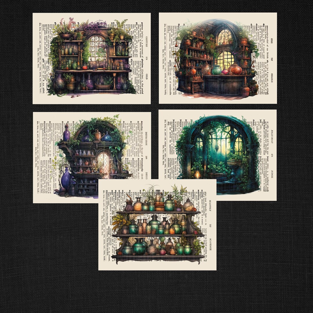 Apothecary Themed Dictionary Art Prints, Set of 5 Vintage Apothecary ...