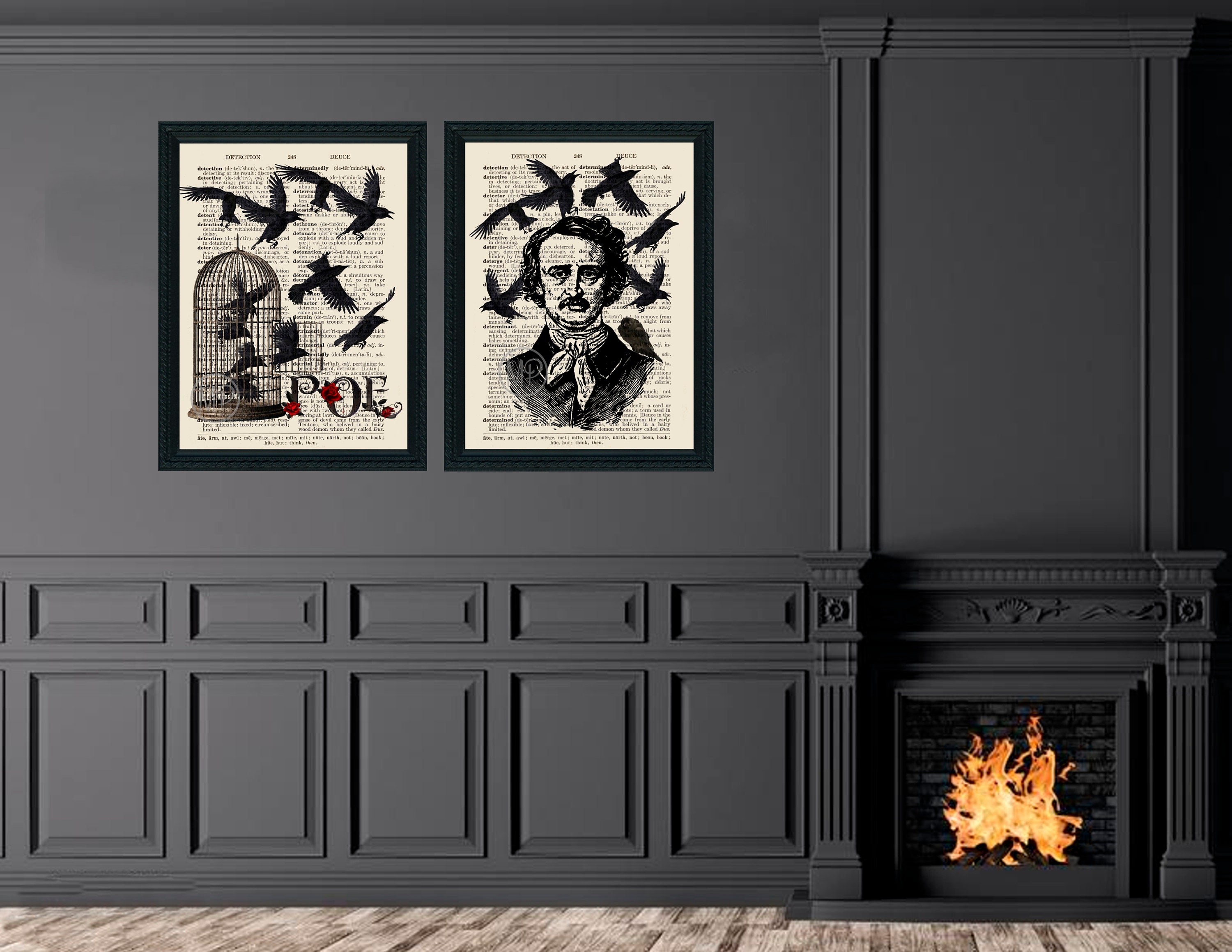 Edgar Allan Poe Dictionary Art Prints, Set of 5 Edgar Allan Poe Vintage ...