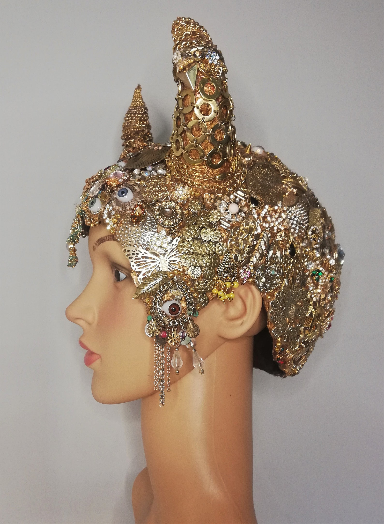Intricate Gold Horned Crown Headpiece - Etsy
