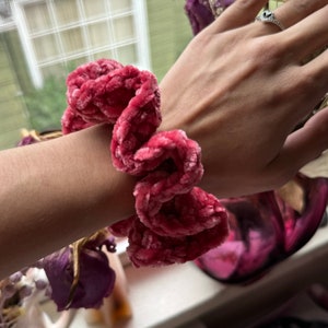 Crochet Red Velvet Scrunchie Cute Handmade Accessories - Etsy