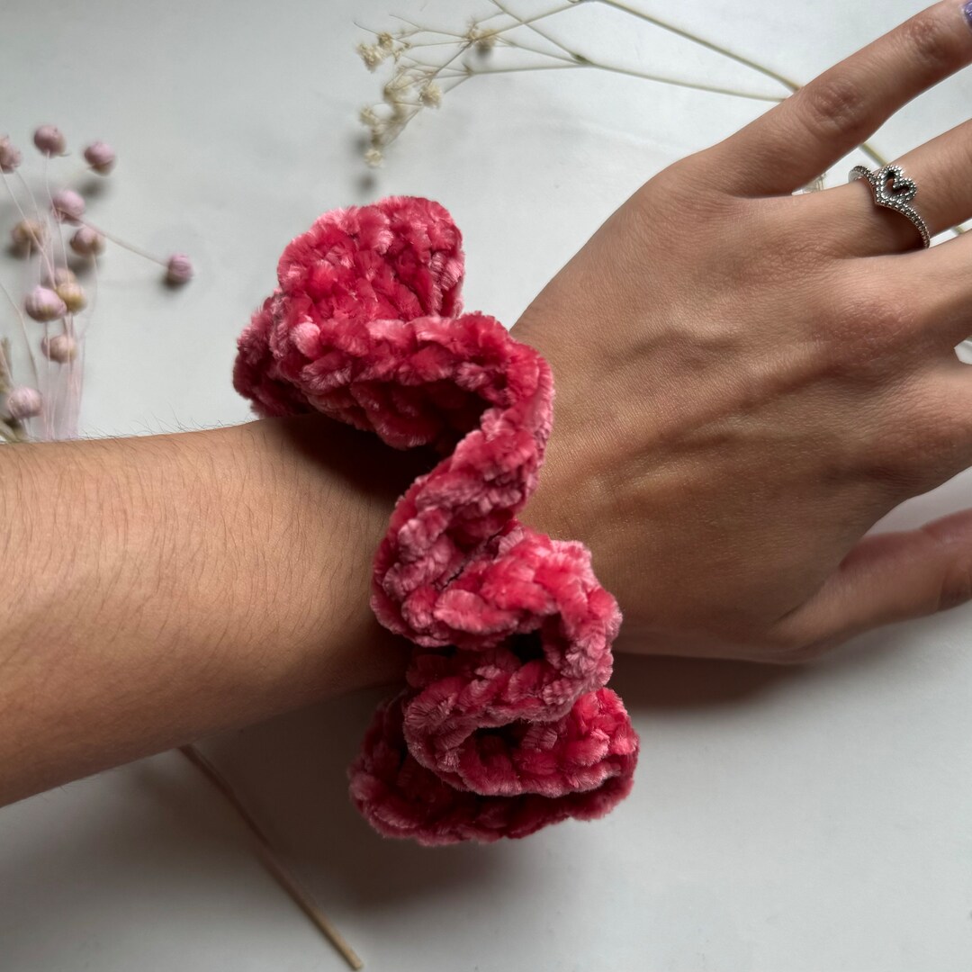 Crochet Red Velvet Scrunchie Cute Handmade Accessories - Etsy