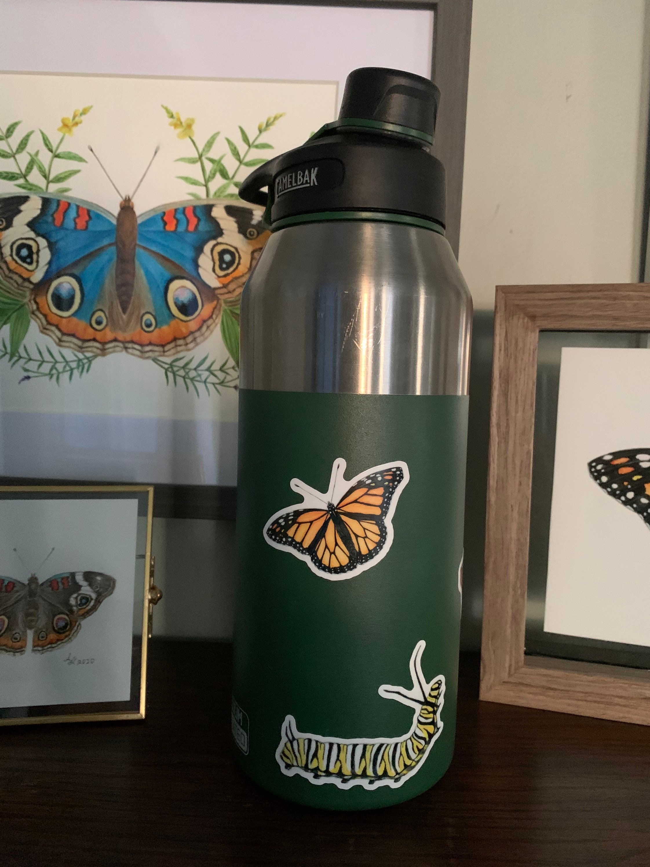 Small Monarch Butterfly Water and Fade Resistant Vinyl Sticker White ...