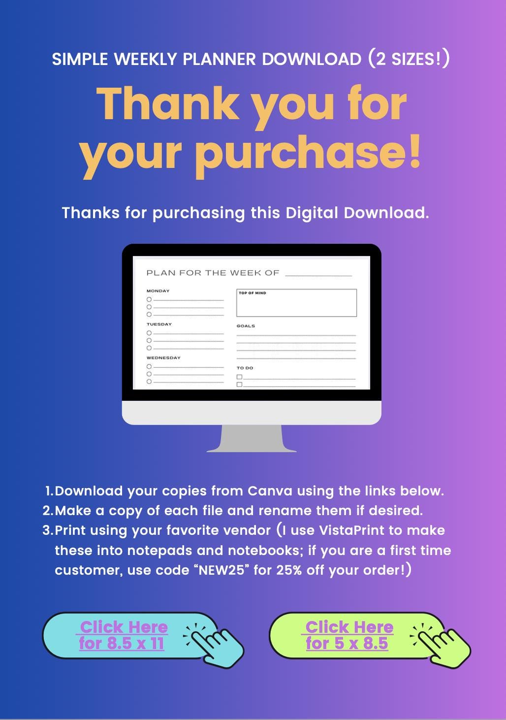 Simple Weekly Planner With Goal and Habit Tracking - Etsy